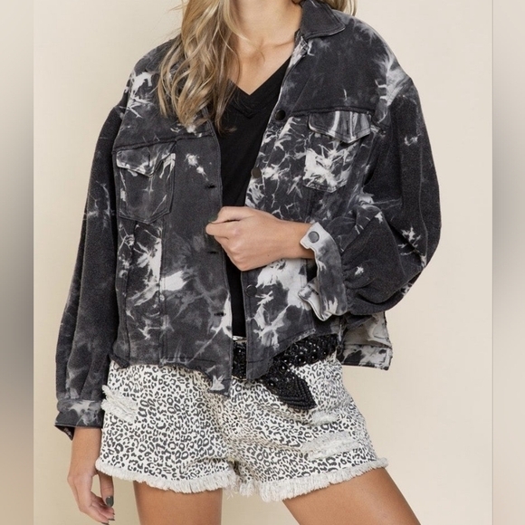 POL | Jackets & Coats | Pol Tie Dye Cropped Snap Button Jacket In Small ...